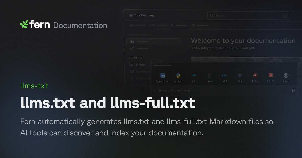 llms.txt and llms-full.txt | Fern Documentation