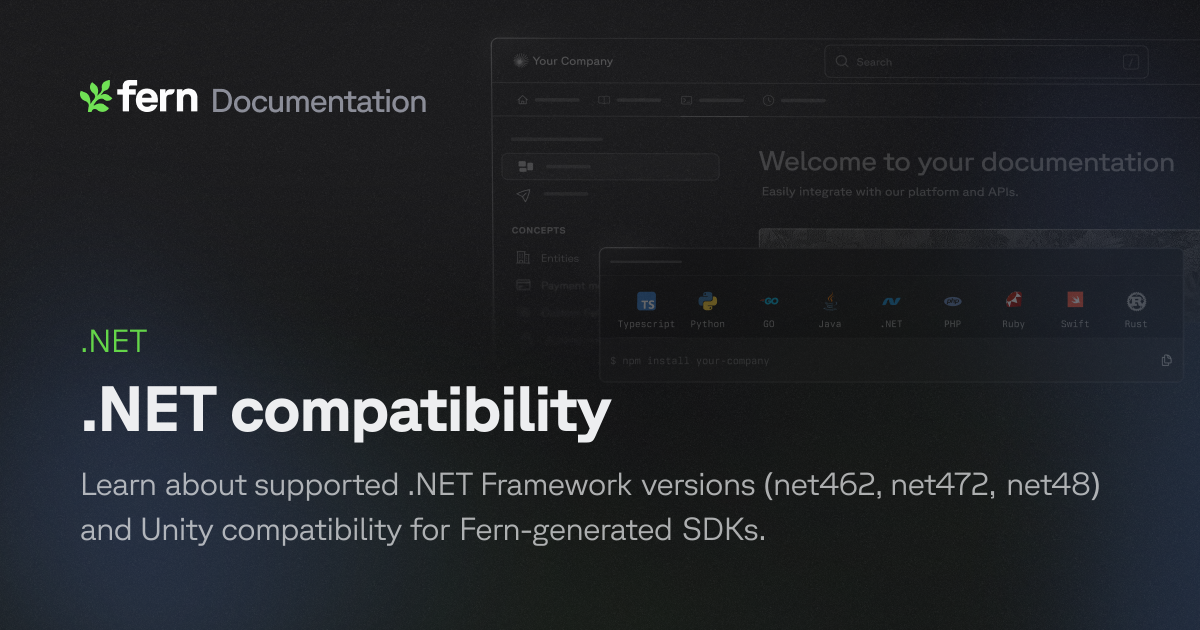 .NET compatibility | Fern Documentation