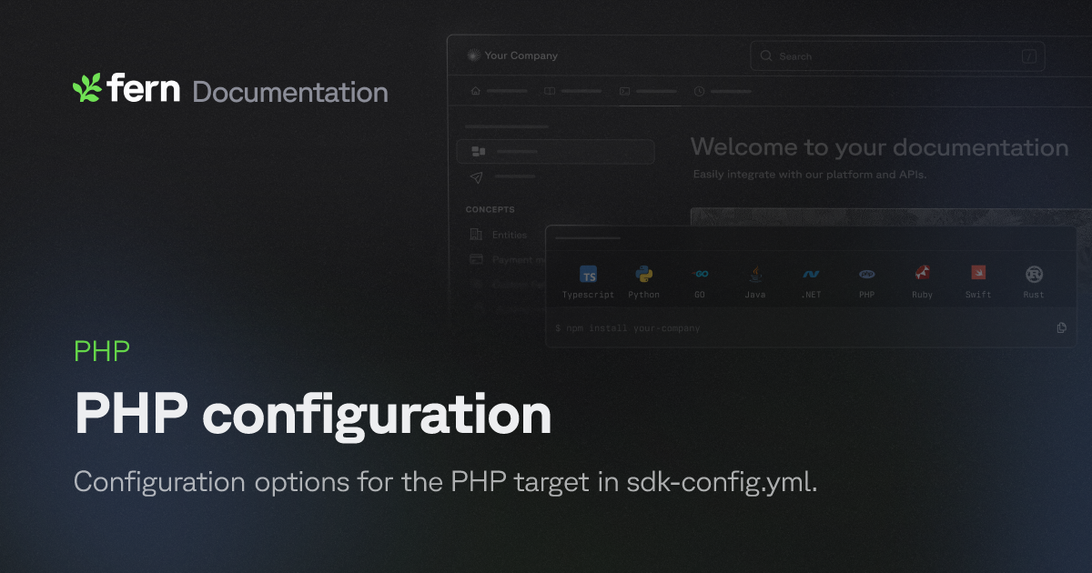 PHP configuration | Fern Documentation